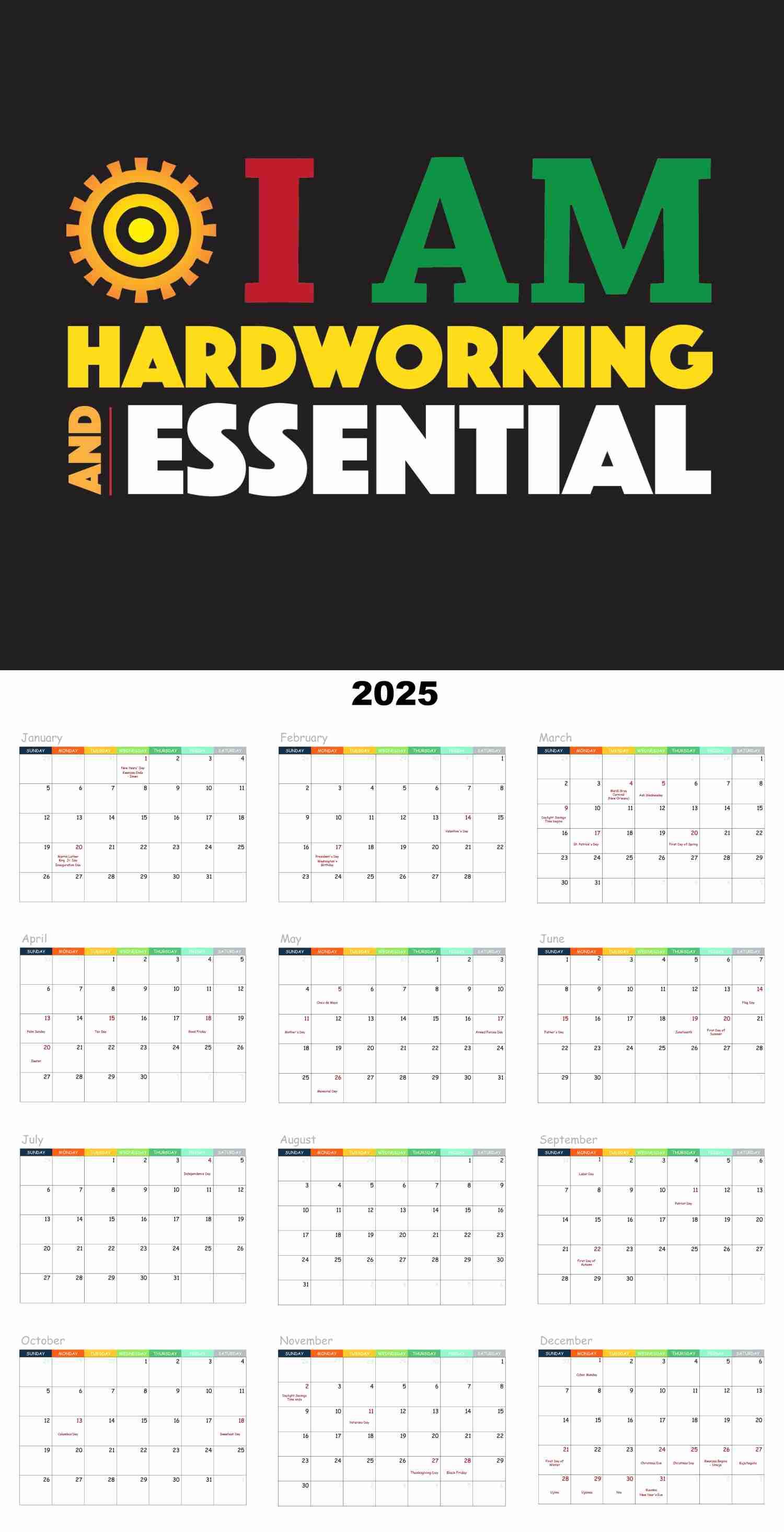 Hard Working & Essential | 2025 Poster Calendar | DobsonProducts.com