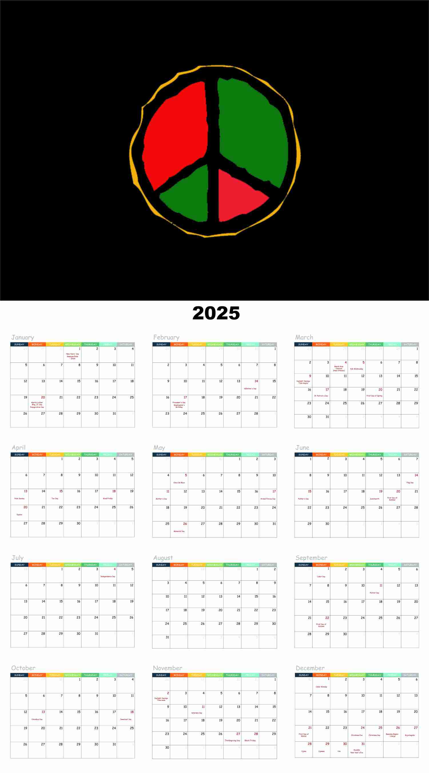 Peace | 2025 Poster Wall Calendar | DobsonProducts.com