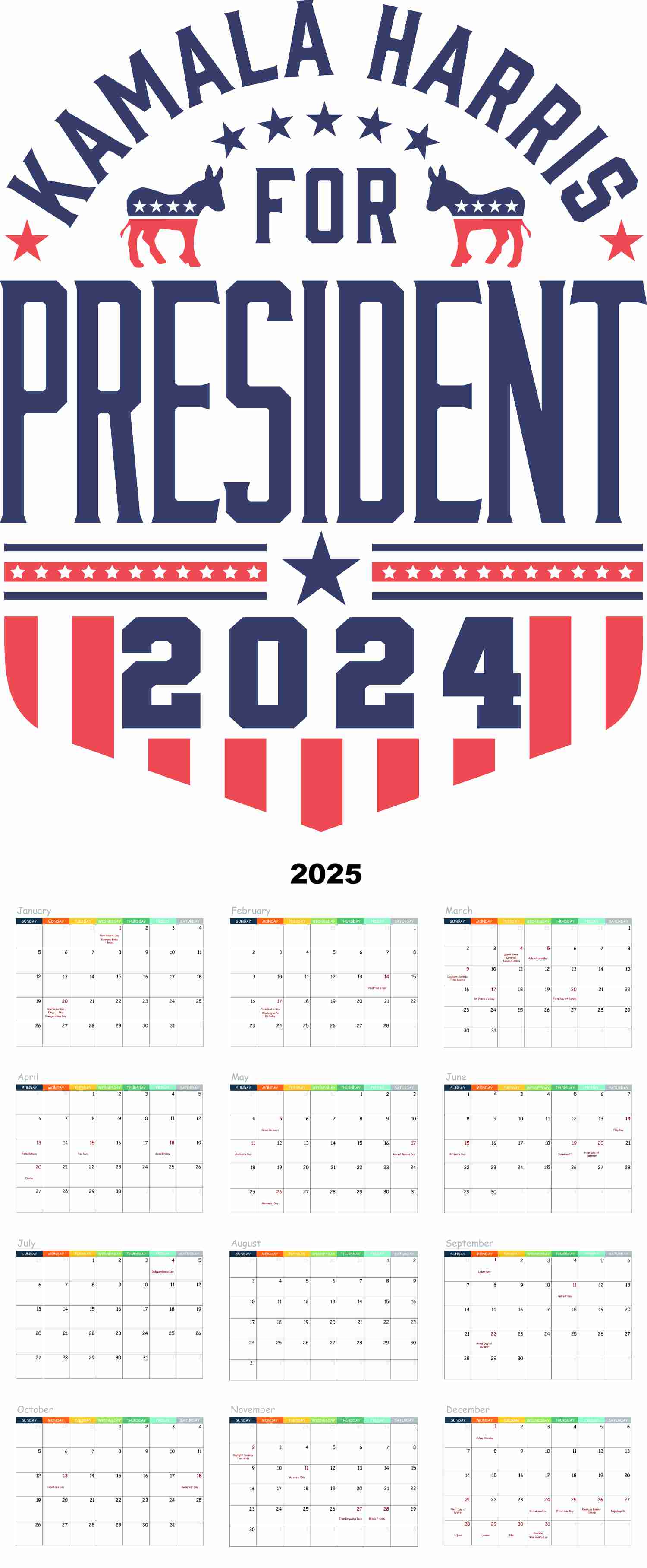Kamala Harris for President 2024 | 2025 Wall Poster Calendar ...
